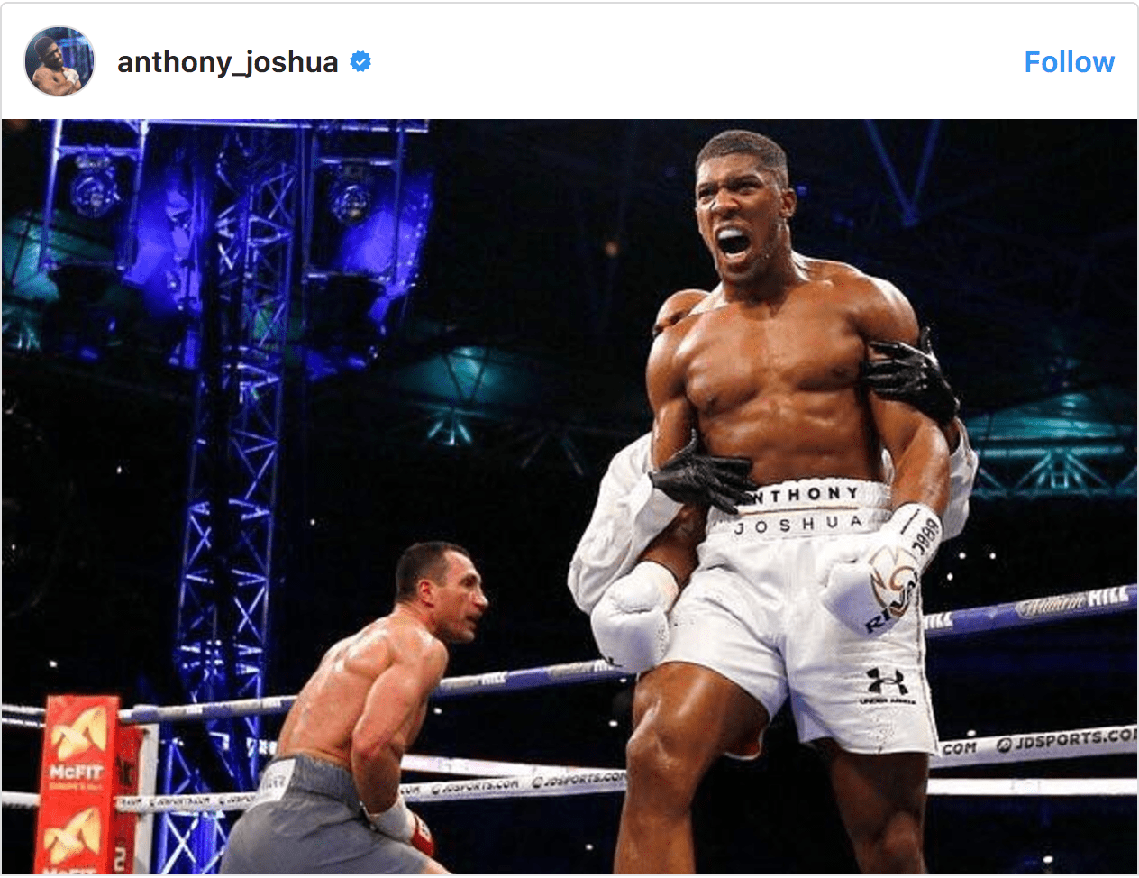 Anthony Joshua's Instagram millions following victory | Amateur ...